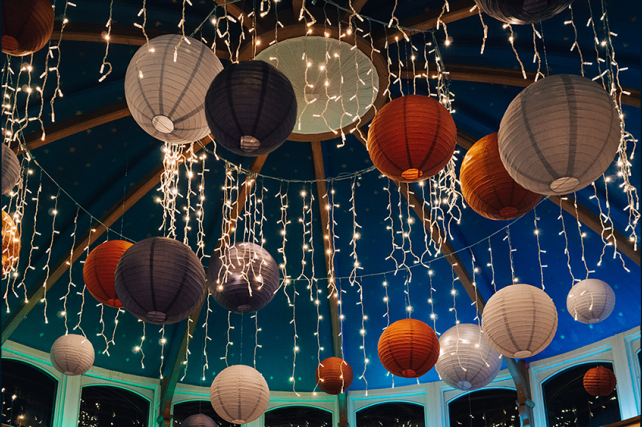 Autumnal paper lanterns and autumn coloured lanterns